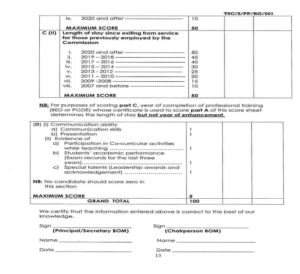 TSC Score Sheet for Secondary Schools and Recruitment Guidelines for ...